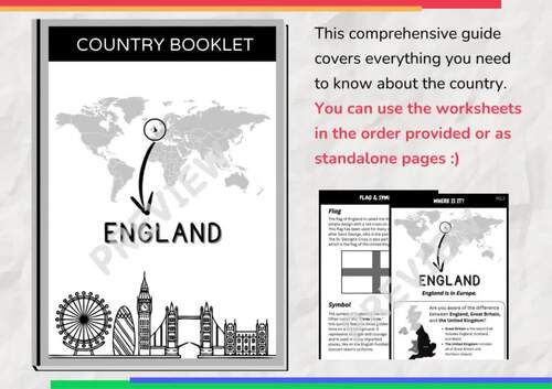 England UK Country Study Booklet - Culture and Geography Activities ...