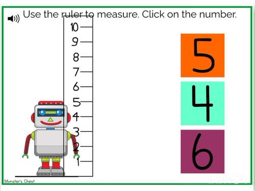 Using a digital ruler to measure Boom Cards Toys Kinder 1st Sped