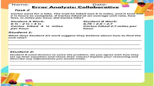 Error Analysis: Unit Rates with Fractions | Collaborative + Independent