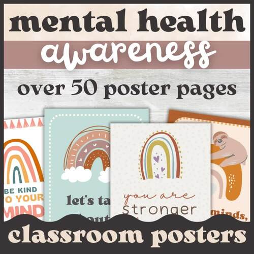 Mental Health Awareness Poster Bundle | SEL Bulletin Board Classroom Decor