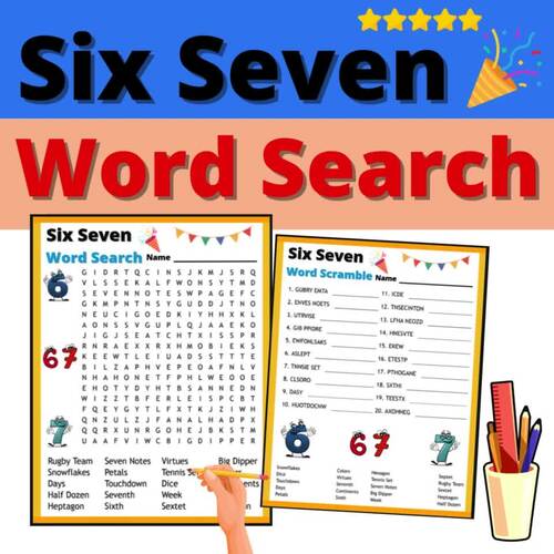 Six Seven Word Search Puzzles 67 6 7 Activity Resource by DadsDesigns