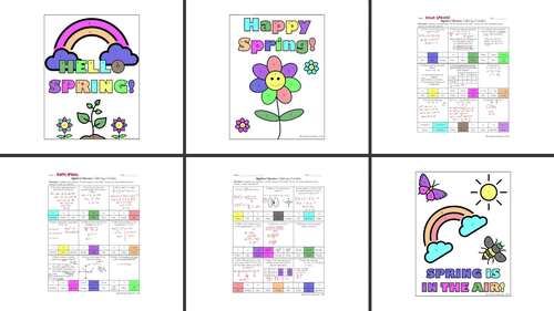 Algebra 1 Spring Review Color by Number Activity Worksheets | No Prep