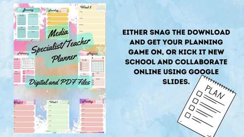 Teacher and Media Specialist Planner Digital and PDF by Geaneas' Library