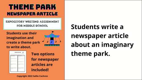 Theme Park Newspaper Article (Expository Writing Assignment for Middle ...