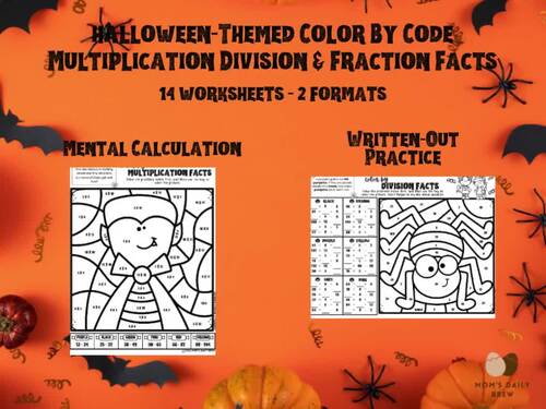 Halloween Multiplication Division Fraction Math Color by Code | 3rd 4th ...