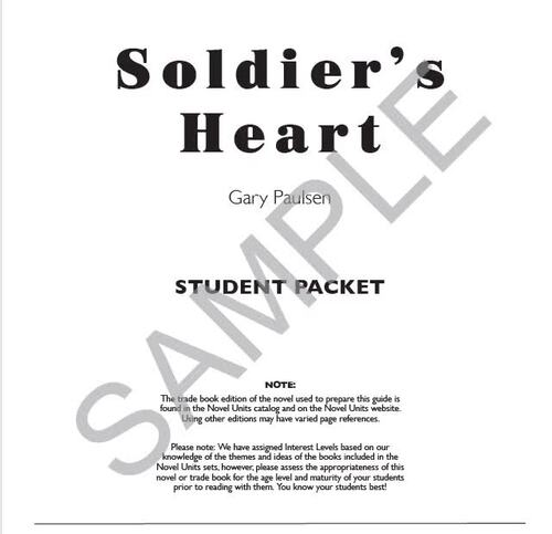 Soldier's Heart Novel Units® Student Packet Novel Study | TPT