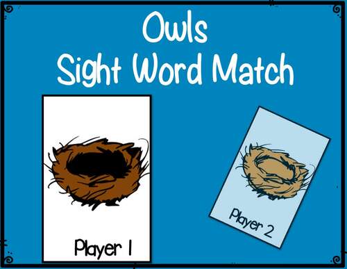 Owl Sight Word Match Game by The Teaching Scene by Maureen | TPT
