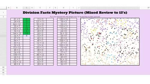 Digital Mystery Picture for Division Facts Review thru 12s | Digital ...