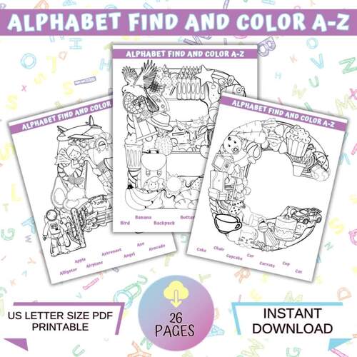 Alphabet Find Activity | Letter Recognition Coloring Preschool Letter ...