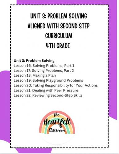 SEL Second Step 4th-Grade, Year Long-Handouts, Discussions, and Activities