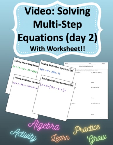 Video lesson Solving multi-step equations day 2 by Math Lab Classroom