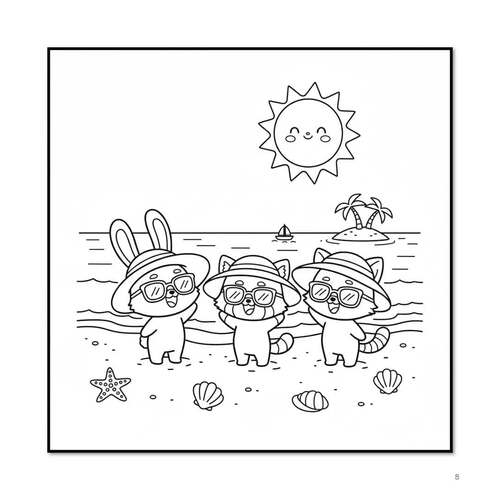 A Summer at the Beach With Pipo, Lulu and Mimi Coloring Book Vol. 7