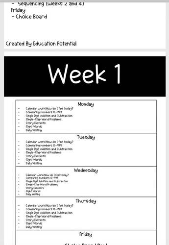 Back to School Reading Comprehension Math Writing Morning Work Packet Work