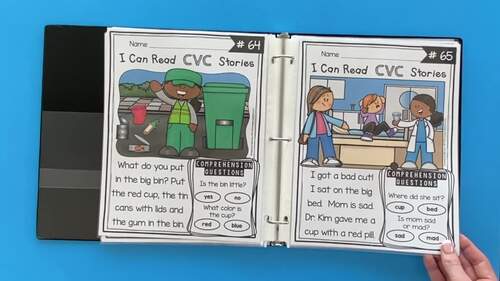 CVC Stories Reading passages CVC Words Sight Words Comprehension ...