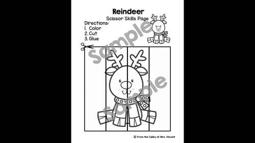 Reindeer Scissor Skill Cutting Practice - 2 Variations by From the Cubby