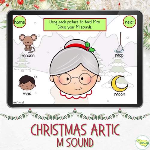 Christmas Articulation Boom Cards™ Feed Mrs. Claus M Sounds | TpT
