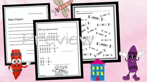 The Crayons Go Back To School Read Aloud, ELA, Writing, Math NO PREP