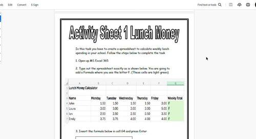 Microsoft Excel 365 Spreadsheet Activities Business High School Lessons ...