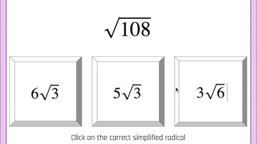 Simplify Radicals self checking DIGITAL flashcards- Algebra1- variables ...