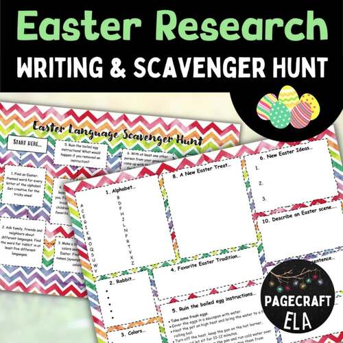 Easter ELA Scavenger Hunt with 10 Tasks and Activity Record Sheet