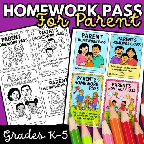 Parent Homework Pass | Editable Printable Coupons – Color & Black & White