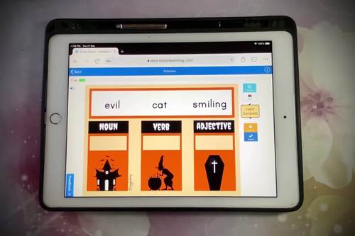 Halloween theme Noun Verb Adjective Sorting activity Boom Card by ...