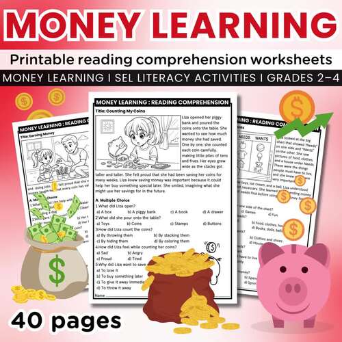 Money Learning Reading Comprehension Worksheets, Life Skills Passages ...