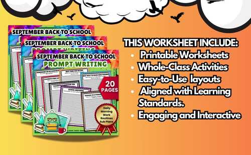 Fun September Back to School Opinion Prompt Writing Activities 4th,5th ...