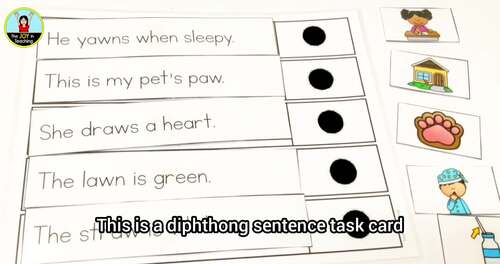 Diphthong Decodable Sentence Strips - Match Sentences to Picture