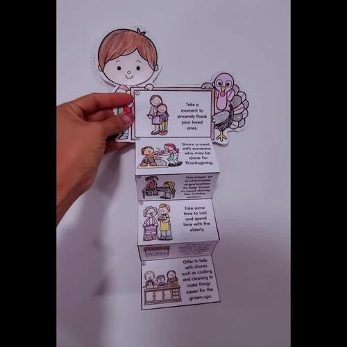 Thanksgiving Accordion Booklet Craft । I am Thankful for । English ...