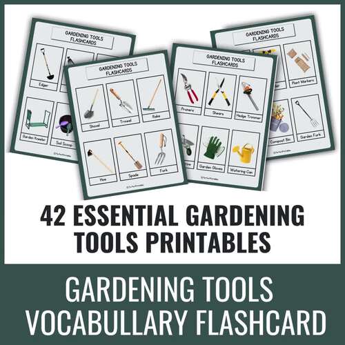 Gardening Tools Flashcards | 42 Garden & Yards Essentials Montessori Cards