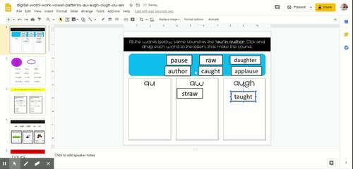 Digital Word Work Vowel Patterns- au, augh, aw, ou, & ough | TPT