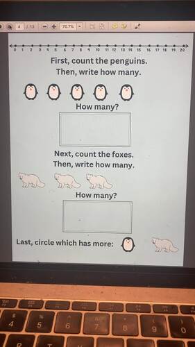 Winter unit math practice: Arctic animals More than less than comparision