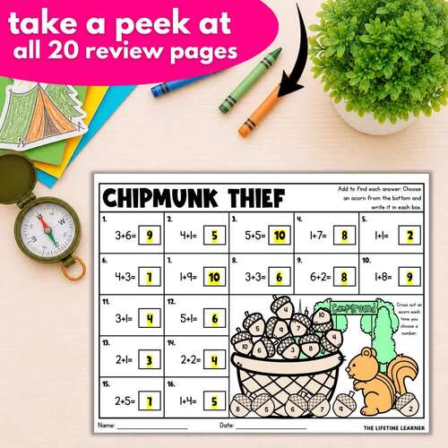 Camping Addition and Subtraction Worksheets End of Year Packet Math ...