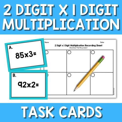 2 Digit by 1 Digit Multiplication Scoot Game Task Cards Math Center ...