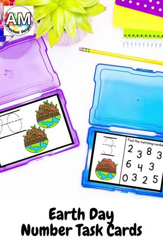 Earth Day Numbers 0 - 20 Tracing Task Cards and Flashcards number ...
