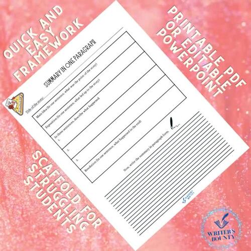 One Paragraph Summary by Writer's Bounty for ELA Teachers | TPT