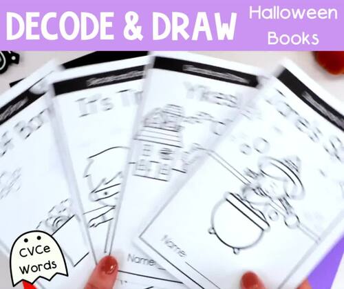 Halloween Decodable Readers CVCe Words Directed Drawing Books | Magic E