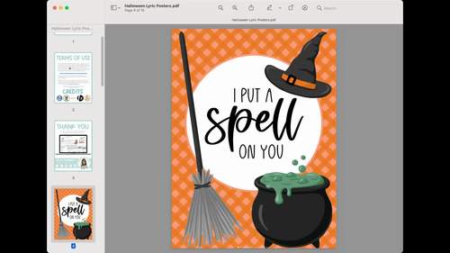 Halloween Music Lyric | Posters by musicpluscoffee | TpT