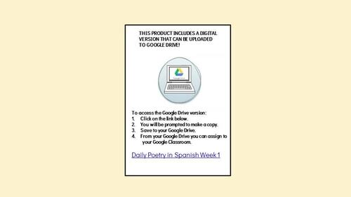 Diario de poesía - Week 1 (Spanish) by EduViva | TPT