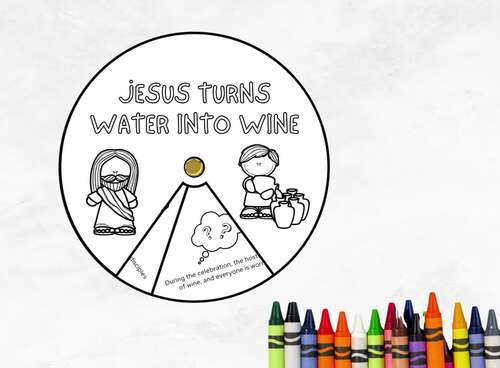 Jesus Turns Water Into Wine, Bible Spinning Wheel, Sunday School ...
