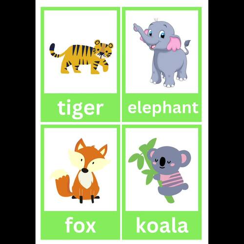 Animals, insects, sea animals, birds, Vegetables and Fruits Flashcards ...