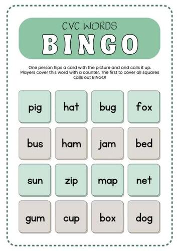 CVC Word Bingo by Intentional Teaching with Nicole | TPT