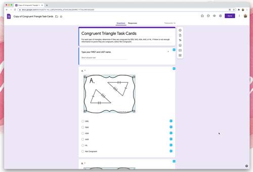 Distance Learning: Congruent Triangles Digital Task Cards | TPT