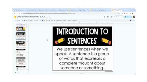 Introduction to Sentences | Digital Resource | Grammar for Beginners