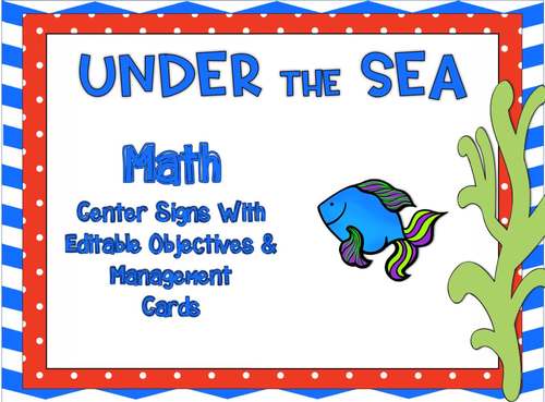 Ocean Themed Math Center Signs With Editable Objectives | Center Posters