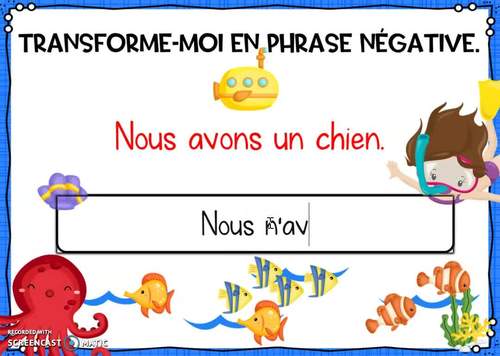 La phrase négative Boom Cards by Madame Soleil | TPT