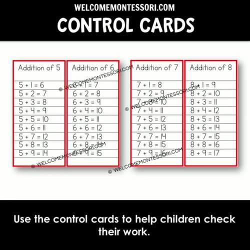 Montessori Addition Facts Activities addition tables booklets for ...