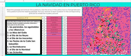 Christmas in Puerto Rico Reading Activity Mystery Picture | Spanish ...