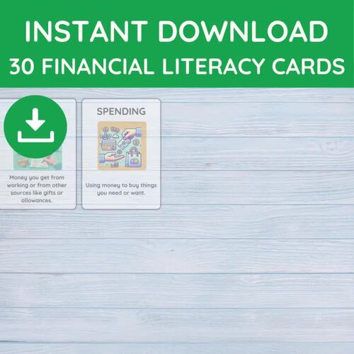 Financial Literacy Flashcards for Kids Money & Economics Vocabulary ...
